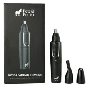 pete & pedro nose & ear hair trimmer – clipper has 3 attachments for nose/ear, eyebrows trimming, & facial hair detailing | for men & women, stainless steel, wet/dry, usb | as seen on shark tank