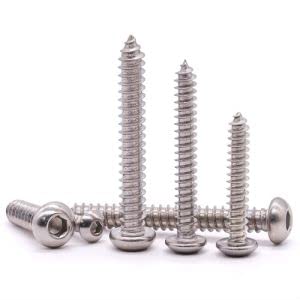 M4 x 20mm Button Head Socket Cap Self Tapping Screws, 304 Stainless Steel 18-8 Wood Screws, Full Coarse Thread Sheet Metal Screws, Pack of 50