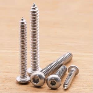 M4 x 20mm Button Head Socket Cap Self Tapping Screws, 304 Stainless Steel 18-8 Wood Screws, Full Coarse Thread Sheet Metal Screws, Pack of 50