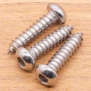 M4 x 20mm Button Head Socket Cap Self Tapping Screws, 304 Stainless Steel 18-8 Wood Screws, Full Coarse Thread Sheet Metal Screws, Pack of 50