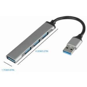 JacobsParts UH3-P USB 3.0 4 Port Hub Splitter Slim & Sleek Aluminum for PC Mac Laptop Desktop (Silver)