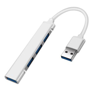 jacobsparts uh3-p usb 3.0 4 port hub splitter slim & sleek aluminum for pc mac laptop desktop (silver)