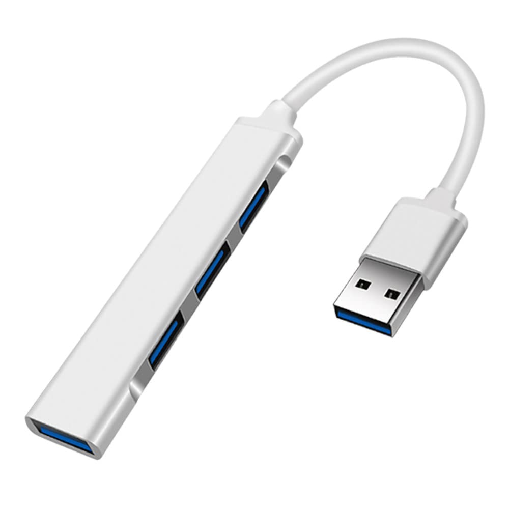 JacobsParts UH3-P USB 3.0 4 Port Hub Splitter Slim & Sleek Aluminum for PC Mac Laptop Desktop (Silver)