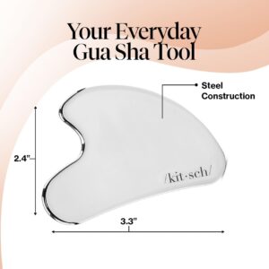 Kitsch Stainless Steel Gua Sha Facial Tools, Lymphatic Drainage Massager for Face, Chin & Jawline Sculpting, Body Guasha Tool for Muscle Tension, Manual Massage Stick for Skin Care Gifts for Mom Women