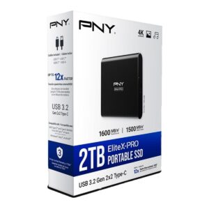 PNY EliteX-PRO 2TB USB 3.2 Gen 2x2 Type-C Portable Solid State Drive (SSD) – (PSD0CS2260-2TB-RB)