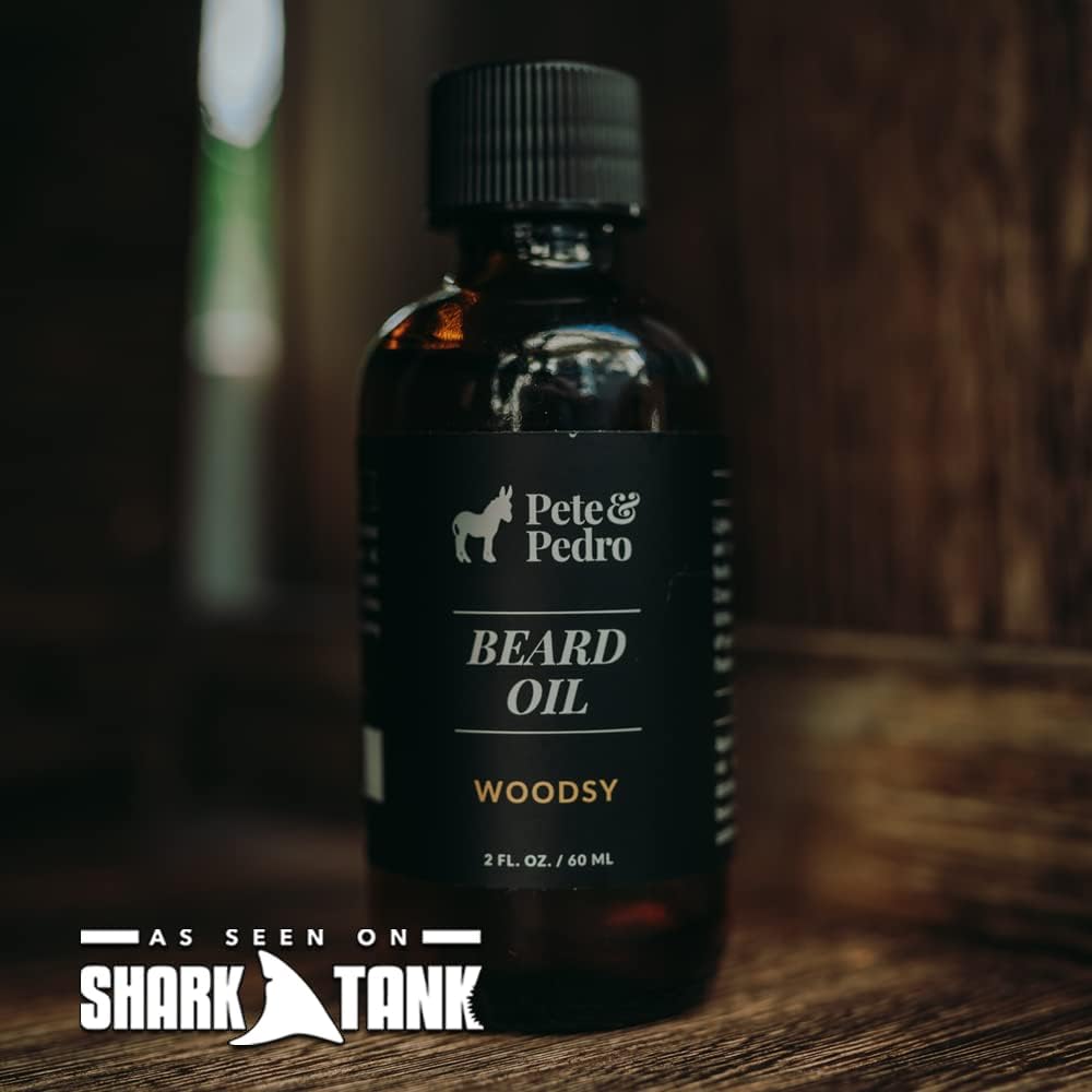 Pete & Pedro BEARD OIL - 100% Natural & Organic Ingredients, Manly Woodsy Scent | Hydrates & Softens Beard & Skin, Reduces Itchiness, Adds Shine, Helps With Beardruff | As Seen on Shark Tank, 2 oz.