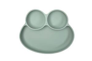 abiie octopod frog silicone plates with suction - spill proof, easy to clean - bpa-free bowl - suction plates for baby and toddler - training & feeding divided grip dish (sage green)