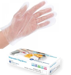 gloves+com disposable food service poly gloves, large, 500 count - high density, odorless, extra finger tip protection, good grip, food grade material