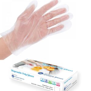 Gloves+com Disposable Food Service Poly Gloves, Large, 500 Count - High Density, Odorless, Extra Finger Tip Protection, Good Grip, Food Grade Material