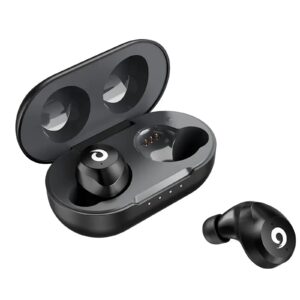 wireless v5.1 bluetooth earbuds compatible with xiaomi redmi 9a with extended charging pack case for in ear headphones. (v5.1 black)