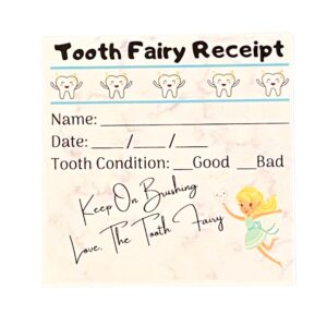 dapper 360 | 20 pack of small tooth fairy receipts 2.5x2.5 | tooth fairy note | tooth fairy certificate | tooth fairy letter