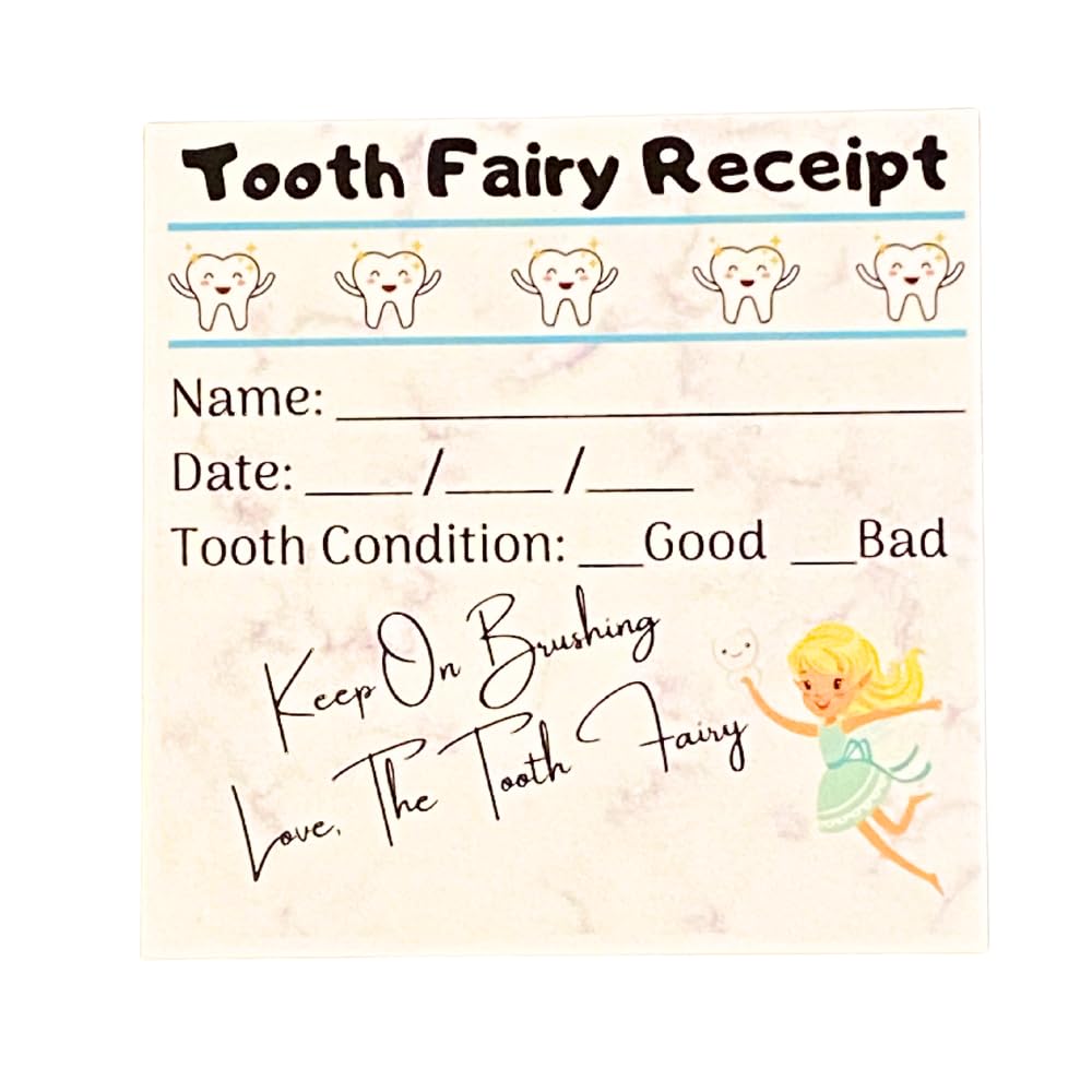 Dapper 360 | 20 Pack of Small Tooth Fairy Receipts 2.5x2.5 | Tooth Fairy Note | Tooth Fairy Certificate | Tooth Fairy Letter