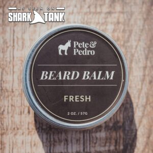 Pete & Pedro FRESH BEARD BALM – Clean, Musk, & Teak Wood Scent | 100% Natural & Organic Ingredients | Light-Hold, Hydrates, Softens Skin, Reduces Itch, Frizz & Flakes | As Seen on Shark Tank, 2 oz.