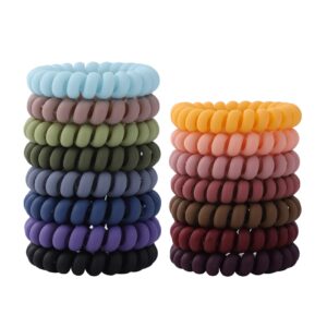 15 pcs spiral hair ties, no crease coil hair ties for women - large size matte color phone cord hair accessories for curly hair, thick hair (2.2 inches)