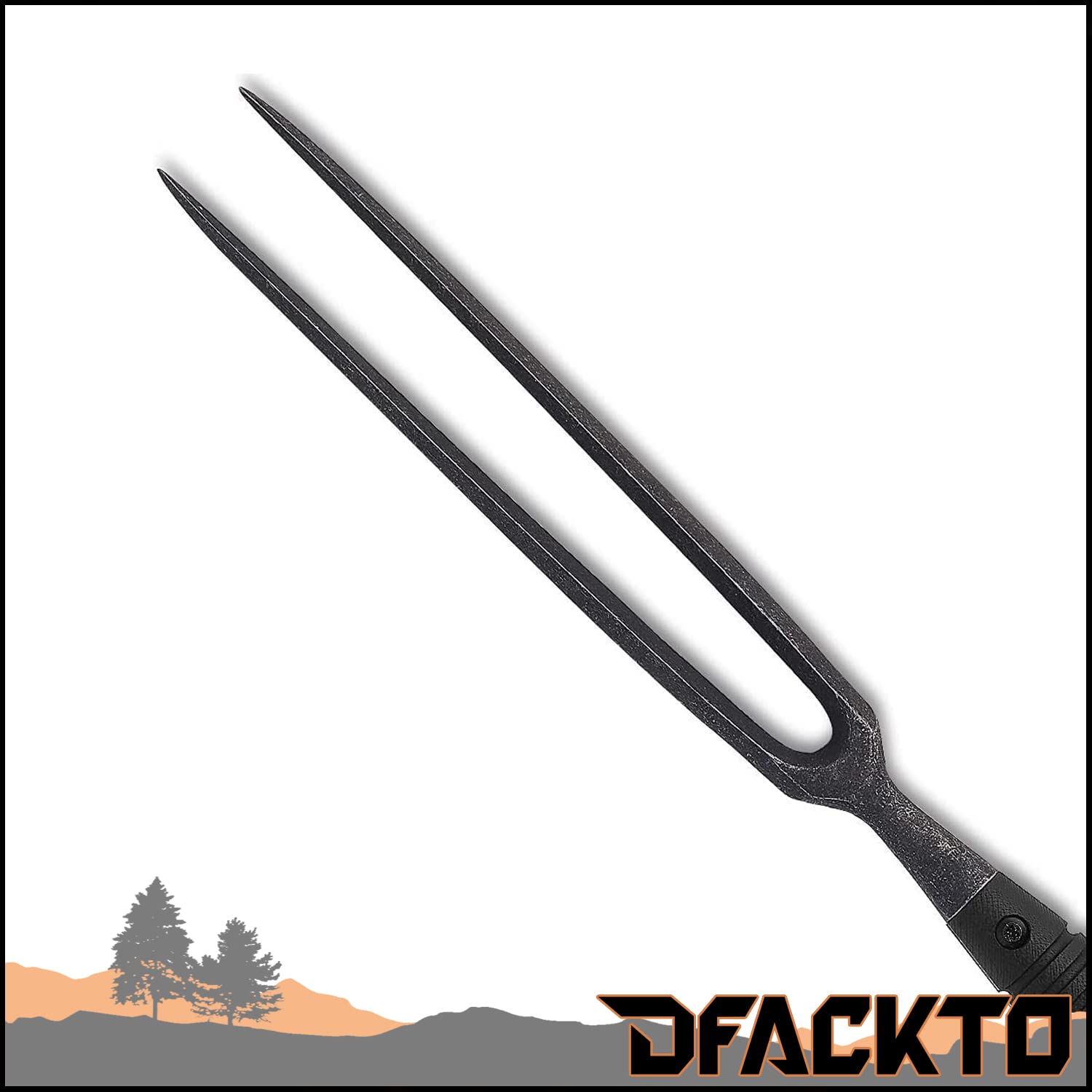 DFACKTO Interceptor 10-Inch Butcher Knife, 7-Inch Carving Fork, 8-Inch Honing Steel for Outdoors, Black Tactical G10