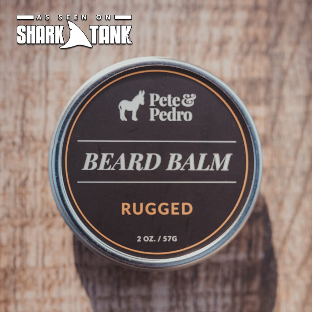 Pete & Pedro RUGGED BEARD BALM - Cedar, Bergamot, & Tobacco Scent | 100% Natural & Organic Ingredients | Light-Hold, Hydrates, Softens Skin, Reduces Itch, Frizz & Flakes| As Seen on Shark Tank, 2 oz.