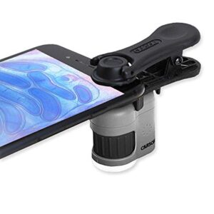 Carson MicroMini 20x LED Lighted Pocket Microscope with Built-in LED and UV Flashlight and Universal Smartphone Digiscoping Adapter Clip & MicroBrite Plus 60x-120x LED Lighted Pocket Microscope