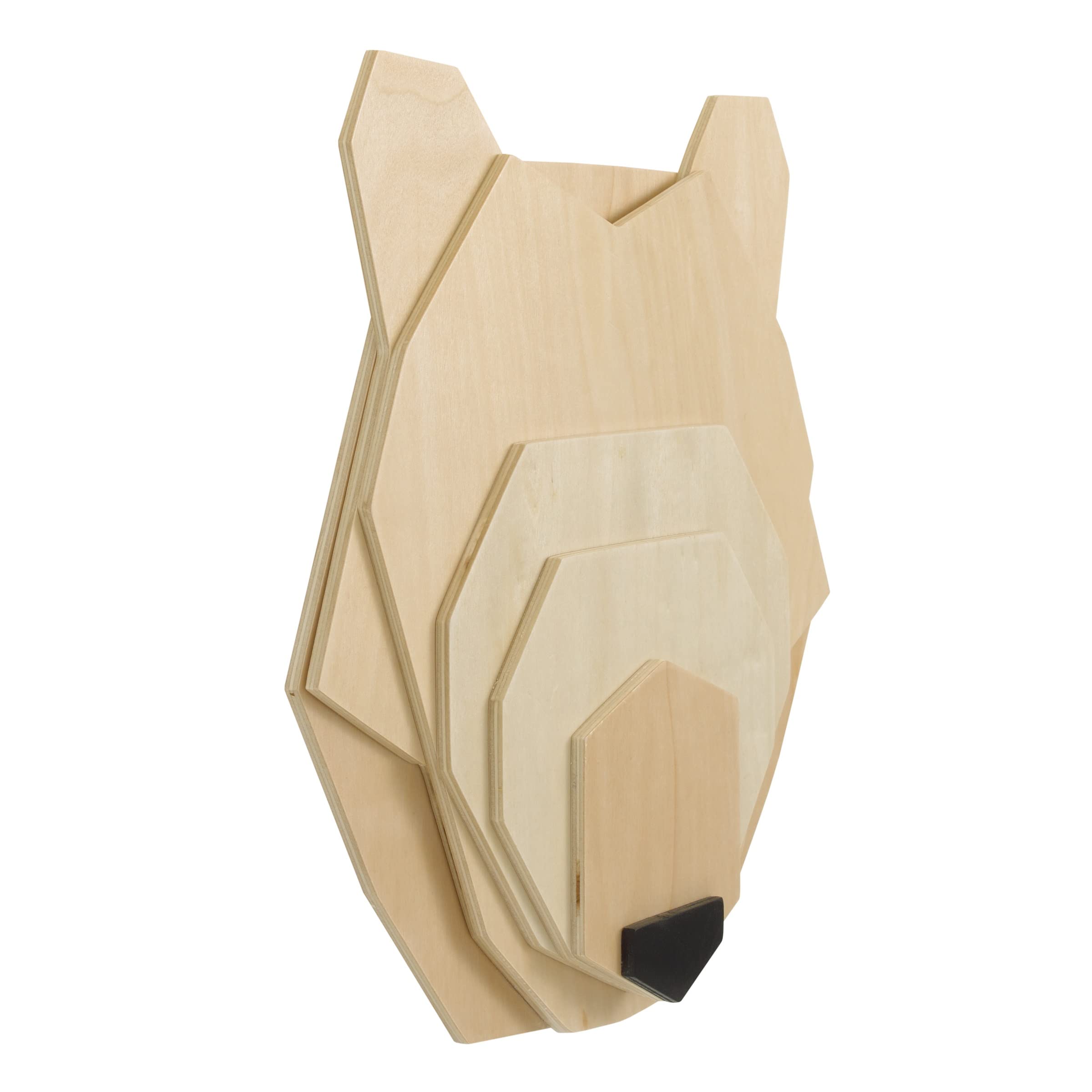 NoJo Little Love Bear Head Layered Natural Wood Nursery Wall Décor