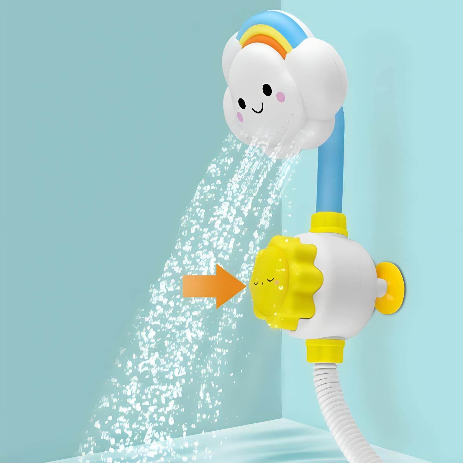 Electric Shower Bath Toy Sprinkler Head - Rainbow Cloud Spray Water Baby Toddler Toy for Kids Bathtub and Bathtime Fun