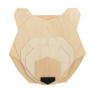 nojo little love bear head layered natural wood nursery wall décor