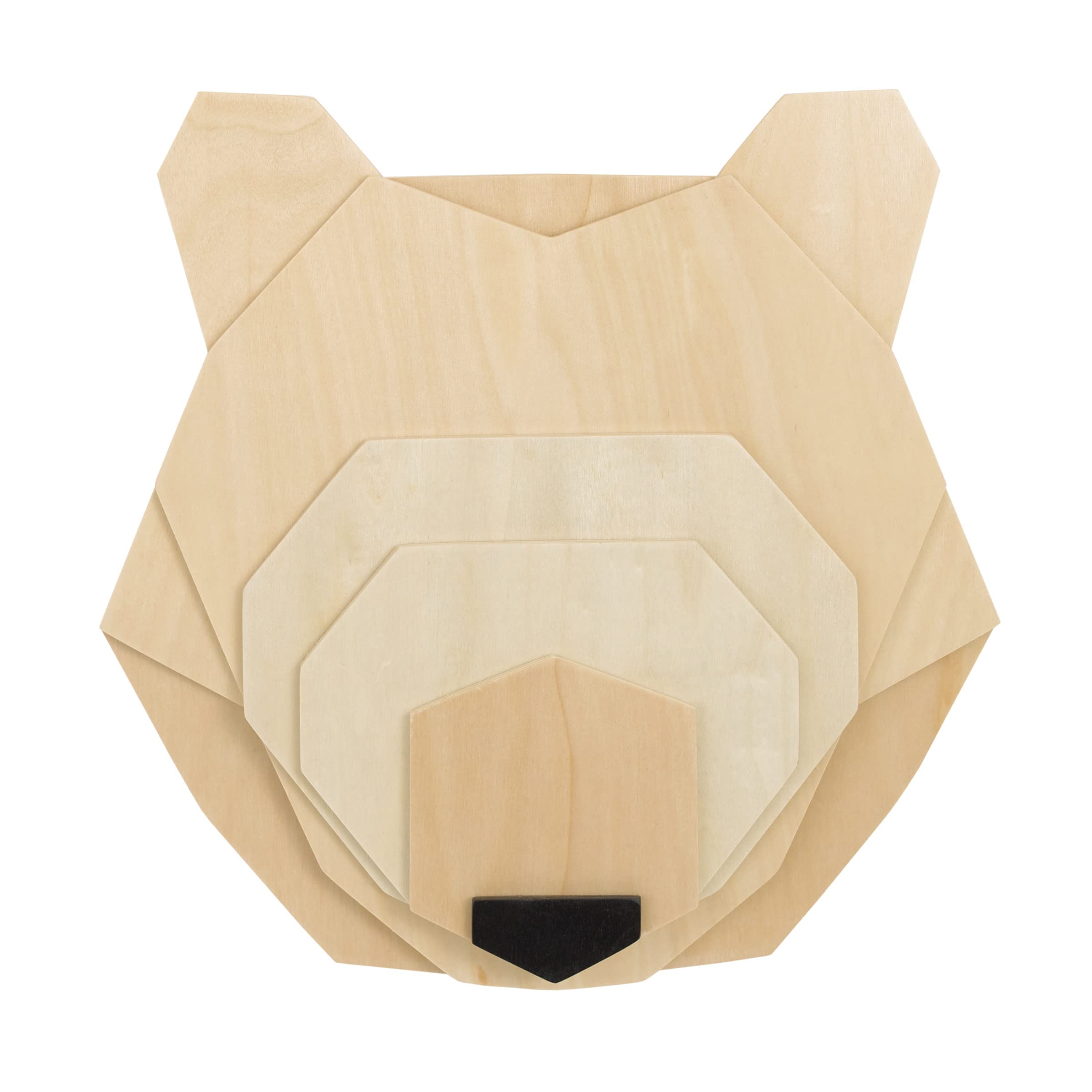 NoJo Little Love Bear Head Layered Natural Wood Nursery Wall Décor