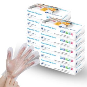 Gloves+com Disposable Food Service Poly Gloves, Large, 500 Count - High Density, Odorless, Extra Finger Tip Protection, Good Grip, Food Grade Material