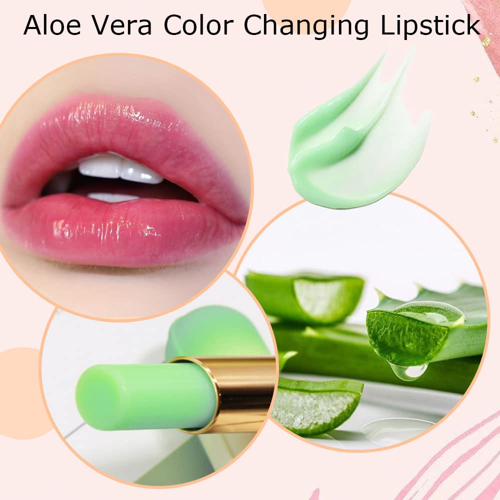 evpct 2Pcs Carrot Lip Color Changing Lipstick Tinted Lip Balm Set, Green Magic PH Lipstick Color Change Changing Crystal Flower Jelly Lipstick Lip Gloss Stain Makeup Set for Women Girls Waterproof