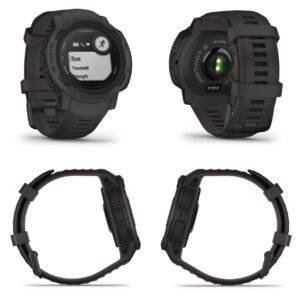 wearable4u garmin instinct 2s gps smaller-sized rugged outdoor smartwatch, graphite with corning gorilla glass, multi-gnss support power bundle