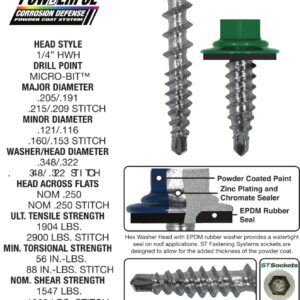 Fasteners Plus ST Fastening #12 x 3/4" Kwikseal Woodbinder Metal Roofing Stitch Screws Metal-to-Wood Brown (Pack of 250)