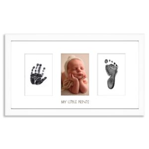 hapinest newborn baby handprint and footprint keepsake picture photo frame - neutral nursery wall décor baby shower registry gifts for new moms and dads