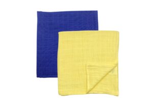 cute new york cotton muslin swaddle baby blankets 2 pieces set (royal blue/yellow)