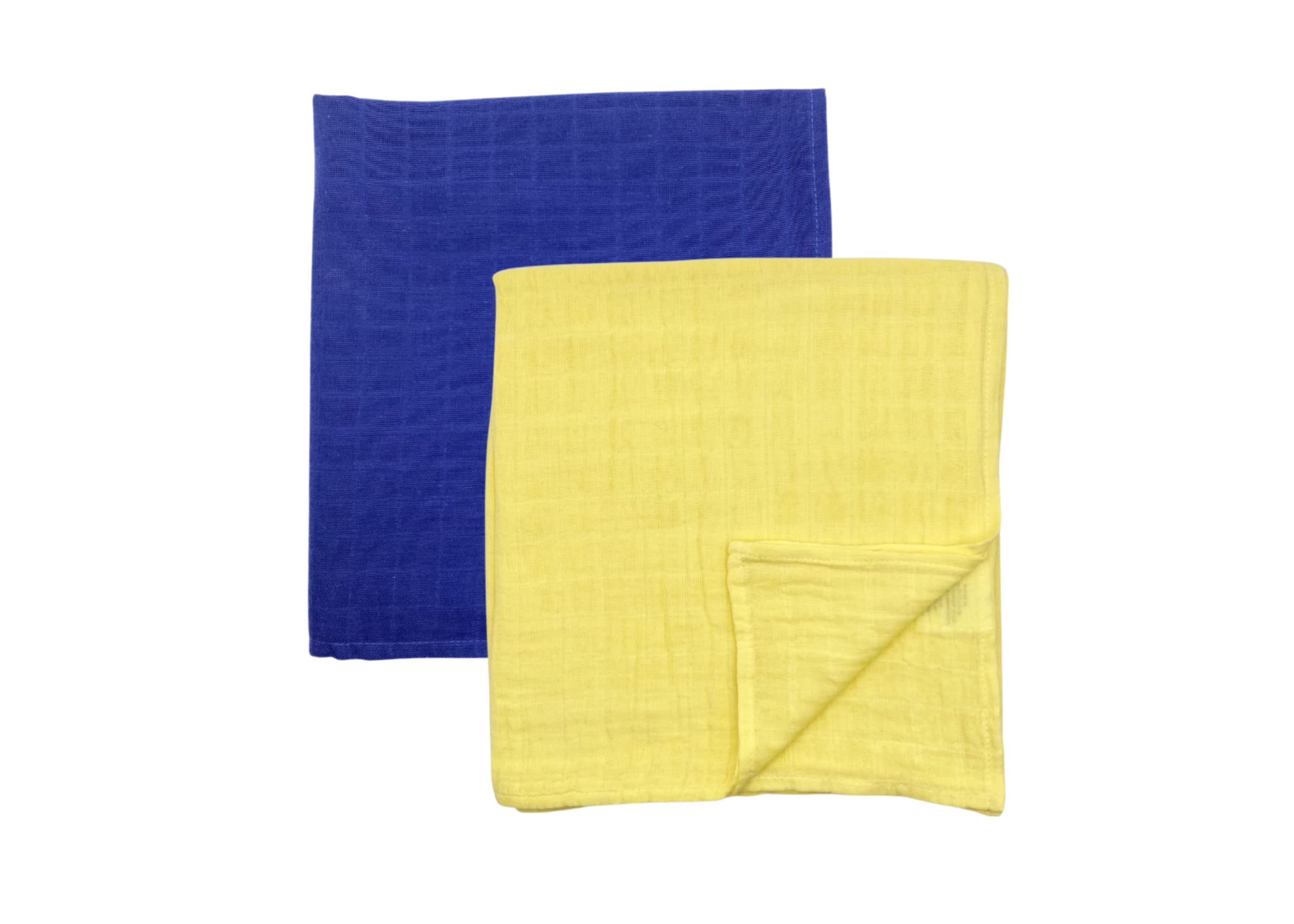 Cute New York Cotton Muslin Swaddle Baby Blankets 2 Pieces Set (Royal Blue/Yellow)