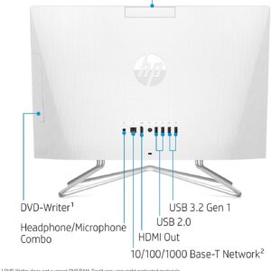 HP 2022 Newest 24-inch FHD IPS All-in-One Desktop Computer - Dual-Core AMD Athlon Silver 3050U - 8GB DDR4 RAM-256GB SSD - DVD-RW - WiFi Bluetooth - Windows 11 Pro - Snow White w/ 32GB USB Drive