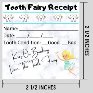 Dapper 360 | 20 Pack of Small Tooth Fairy Receipts 2.5x2.5 | Tooth Fairy Note | Tooth Fairy Certificate | Tooth Fairy Letter