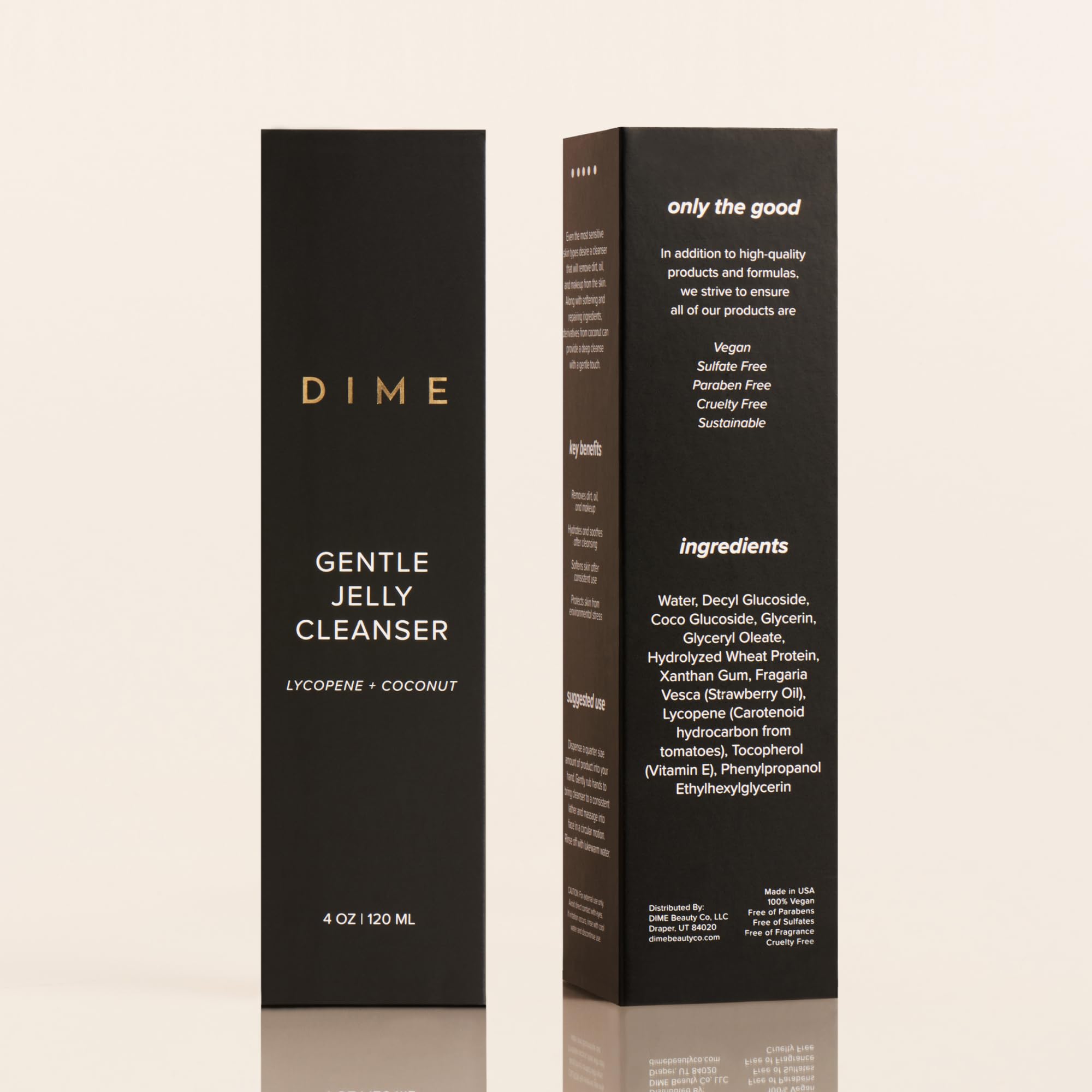 DIME Beauty Gentle Jelly Cleanser, Hydrating Facial Cleanser and Makeup Remover with Vitamin E, Sensitive Skin Face Wash, 4 oz / 120 ml