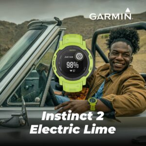 Wearable4U Garmin Instinct 2 GPS Rugged Outdoor Smartwatch, Electric Lime with Corning Gorilla Glass, Multi-GNSS Support Power Bundle