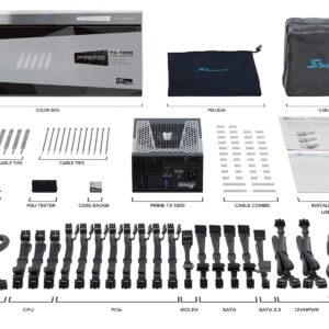 Seasonic Prime TX-1300, 1300W 80+ Titanium, Full Modular, Fan Control in Fanless, Silent, and Cooling Mode, 12 Year Warranty, Perfect Power Supply for Gaming and High-Performance Systems, SSR-1300TR.