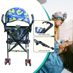 AmorosO Single Umbrella Stroller for Toddler, Travel Stroller for Babies - Sunlight and Light Rain Protection - Baby Stroller with Four EVA Wheels - Travel-Ready Stroller - Round Canopy Navy Blue