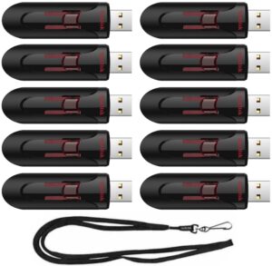 sandisk 16gb (10 pack) cruzer glide usb 3.0 flash drive sdcz600-016g bundle with (1) goram black lanyard (16gb, 10 pack)