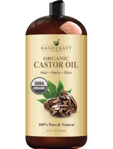 handcraft blends organic castor oil - 28 fl oz - 100% pure and natural - premium grade oil for hair growth, eyelashes and eyebrows - carrier oil - hair & body oil - expeller-pressed