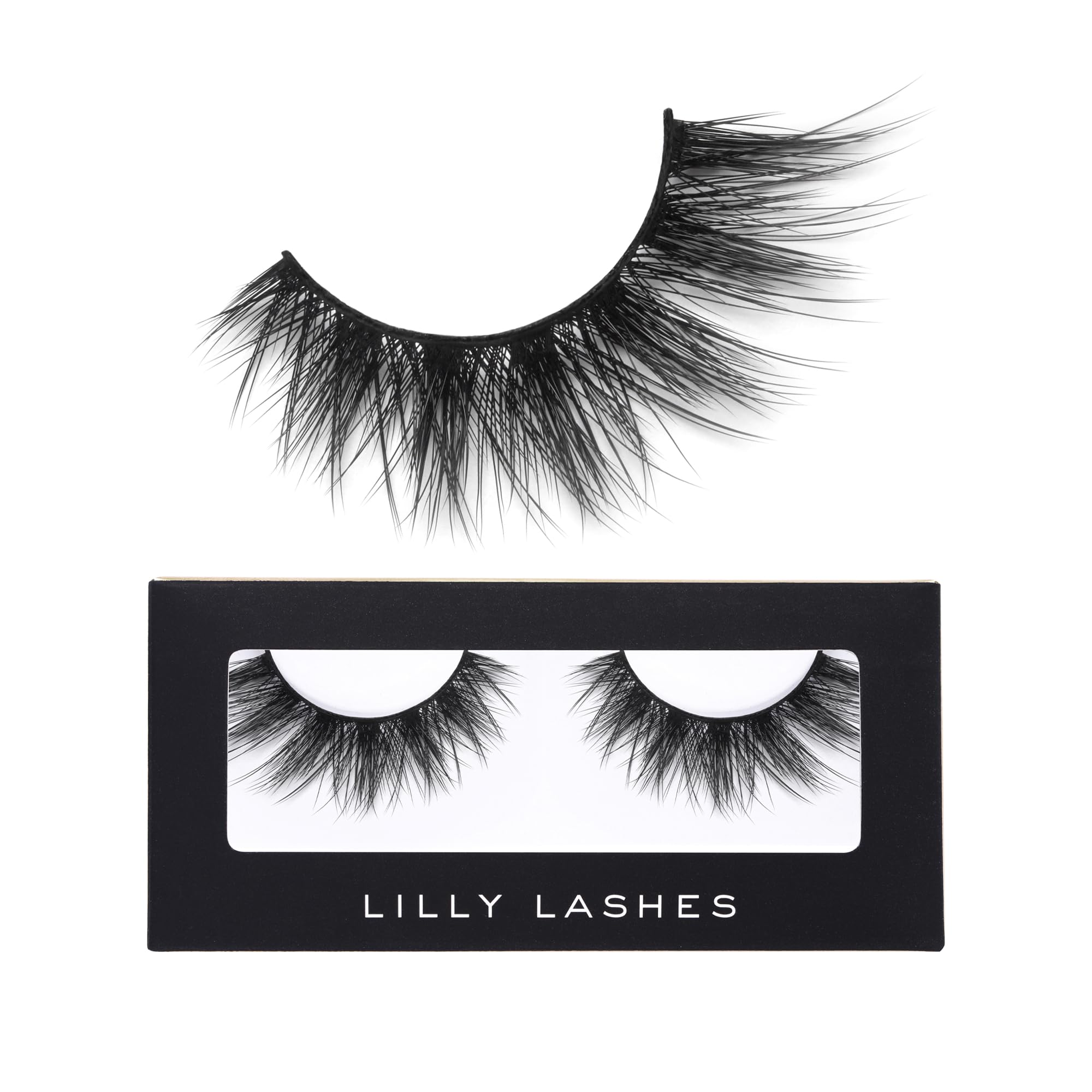 Lilly Lashes Premium Synthetic Lashes Houston | Fake Eyelashes Natural Look | Bold Full Bodied Look Max Volume Lash | False Lashes | Vegan Strip Lash | Reusable Up to 10 Wears | 17mm