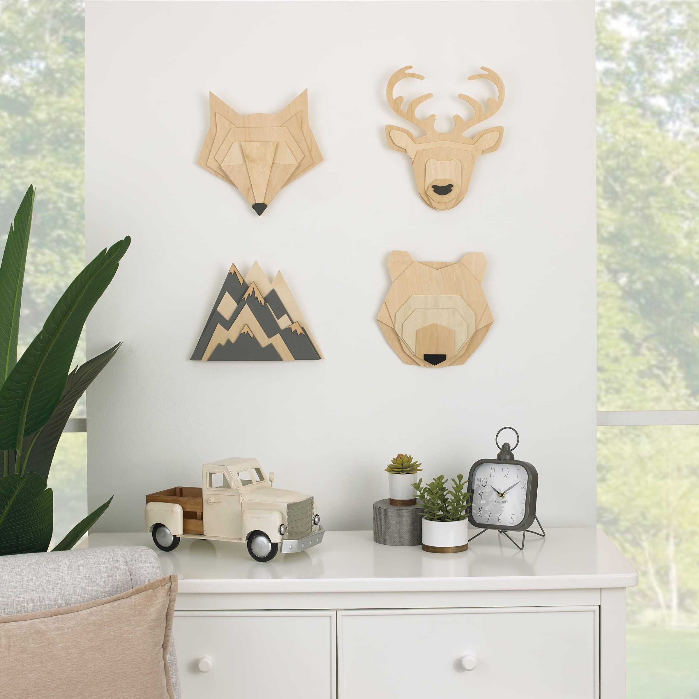 NoJo Little Love Bear Head Layered Natural Wood Nursery Wall Décor