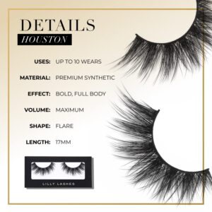 Lilly Lashes Premium Synthetic Lashes Houston | Fake Eyelashes Natural Look | Bold Full Bodied Look Max Volume Lash | False Lashes | Vegan Strip Lash | Reusable Up to 10 Wears | 17mm