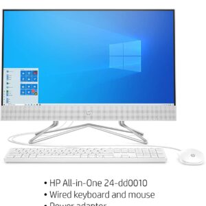 HP 2022 Newest 24-inch FHD IPS All-in-One Desktop Computer - Dual-Core AMD Athlon Silver 3050U - 8GB DDR4 RAM-256GB SSD - DVD-RW - WiFi Bluetooth - Windows 11 Pro - Snow White w/ 32GB USB Drive