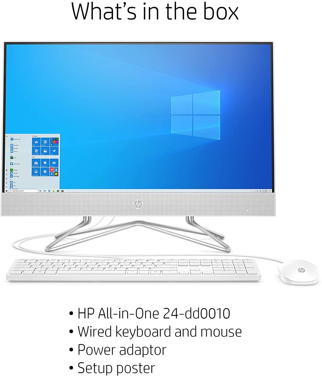 HP 2022 Newest 24-inch FHD IPS All-in-One Desktop Computer - Dual-Core AMD Athlon Silver 3050U - 8GB DDR4 RAM-256GB SSD - DVD-RW - WiFi Bluetooth - Windows 11 Pro - Snow White w/ 32GB USB Drive