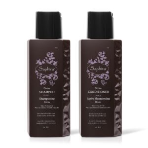 saphira divine curls shampoo & conditioner for curly, wavy & multi-textured hair, 3 oz (travel size)