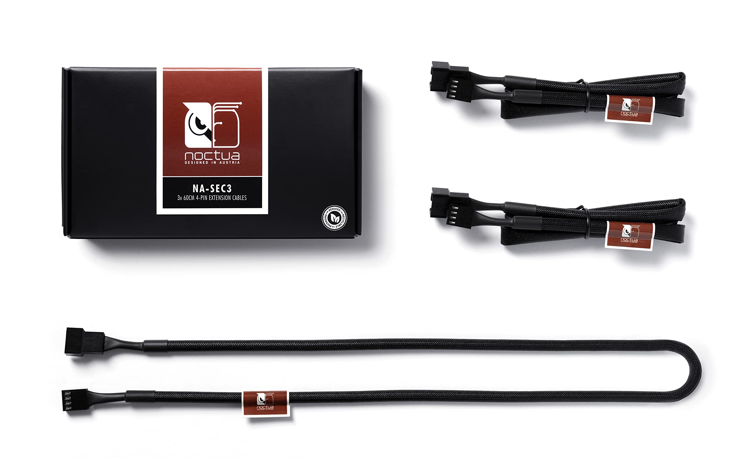 Noctua NA-SEC3, 4-pin Fan Extension Cables (60cm, Black)