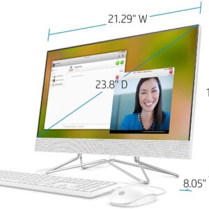 HP 2022 Newest 24-inch FHD IPS All-in-One Desktop Computer - Dual-Core AMD Athlon Silver 3050U - 8GB DDR4 RAM-256GB SSD - DVD-RW - WiFi Bluetooth - Windows 11 Pro - Snow White w/ 32GB USB Drive