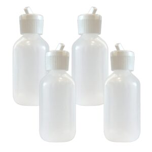 510 central boston round flip top pour spout cap 60ml (2oz, 4 pack) ldpe plastic bottle made in usa