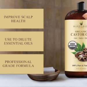 Handcraft Blends Organic Castor Oil - 28 Fl Oz - 100% Pure and Natural - Premium Grade Oil for Hair Growth, Eyelashes and Eyebrows - Carrier Oil - Hair & Body Oil - Expeller-Pressed